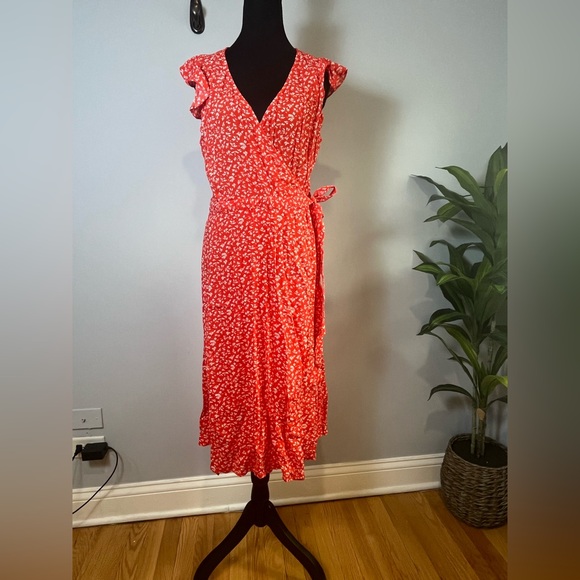 LOFT | Dresses | Loft New Red Floral Wrap Dress | Poshmark